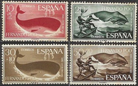 Fernando Po #B3 – B6 1961 Serie completa Nuevas NH «Cachalote y ballena ...